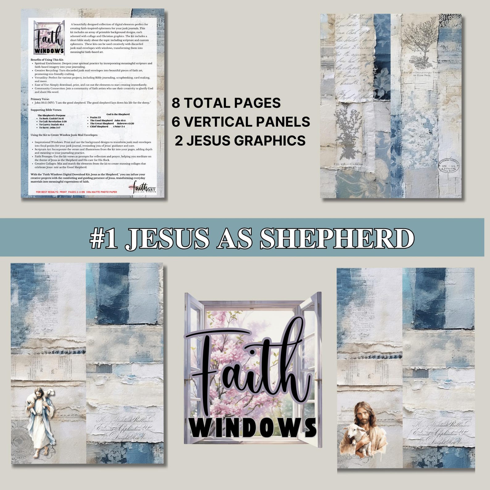 Faith Windows #1 Jesus as the Shepherd Christian Digital Junk Journal ...