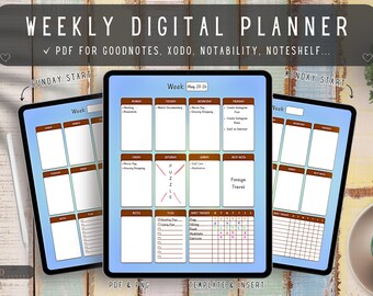 Weekly Planner Goodnotes Template, Undated Weekly Planner Template ...