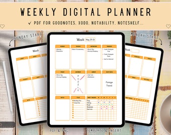 Weekly Planner Goodnotes Template, Undated Weekly Planner Template ...