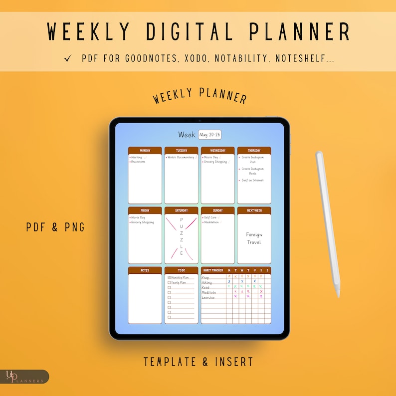 Weekly Planner Goodnotes Template, Goodnotes Journal, Goodnotes Planner ...