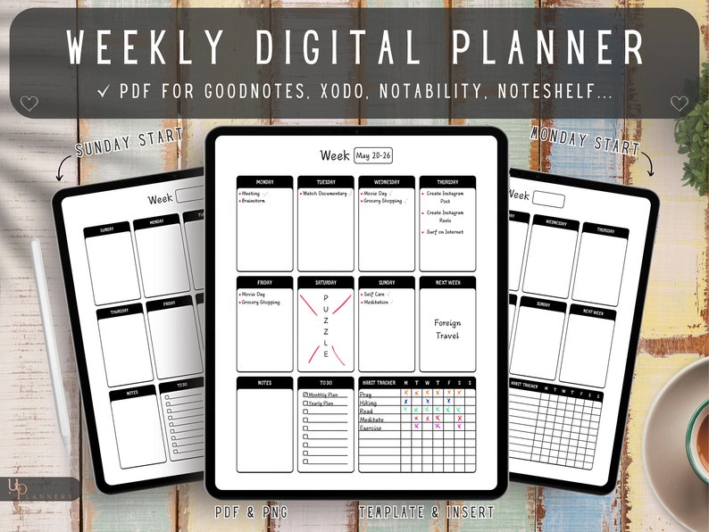 Weekly Planner Goodnotes Template, Digital Planner Pdf, Goodnotes ...