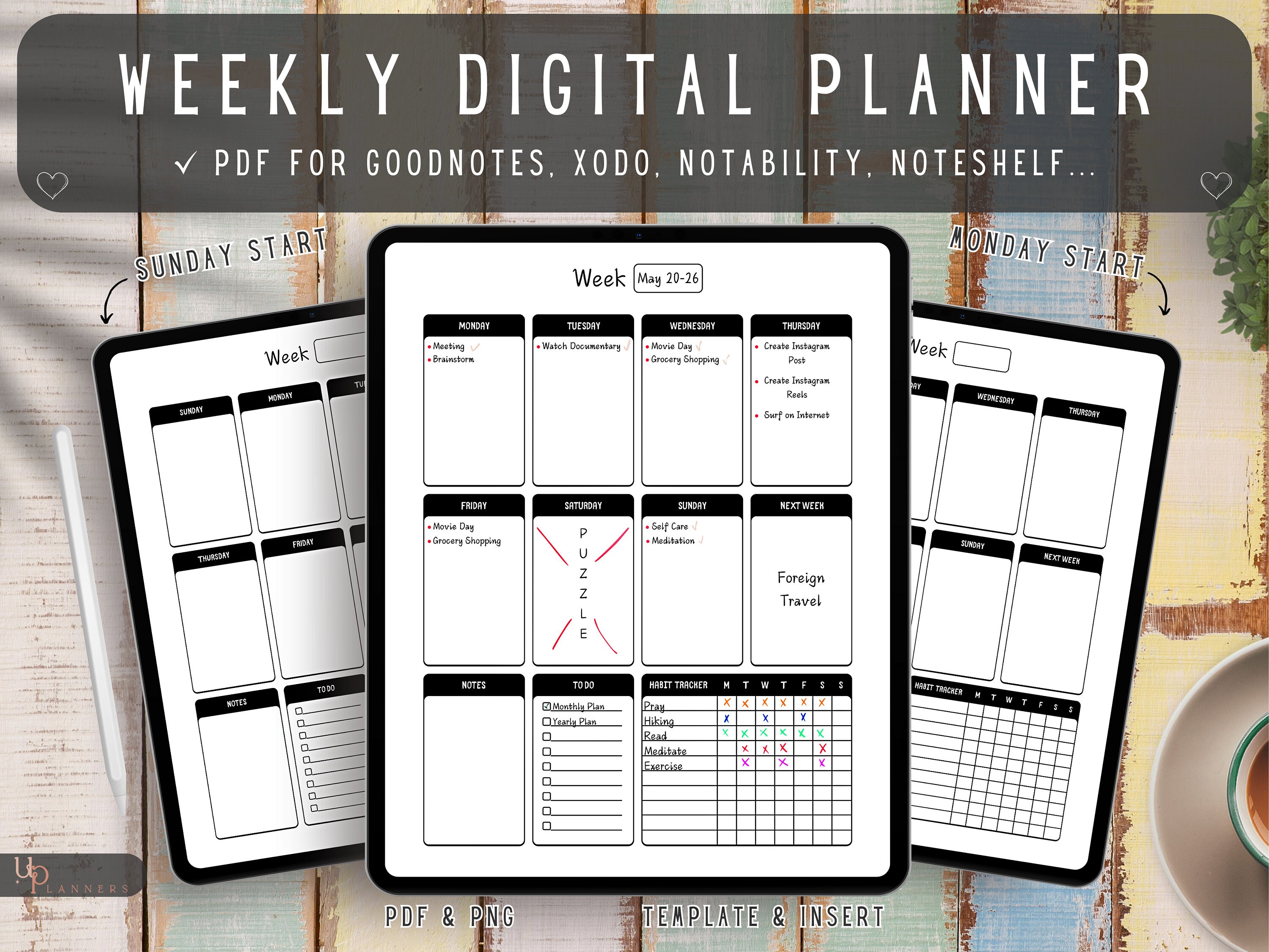 Weekly Planner Goodnotes Template, Digital Planner Pdf, Goodnotes ...