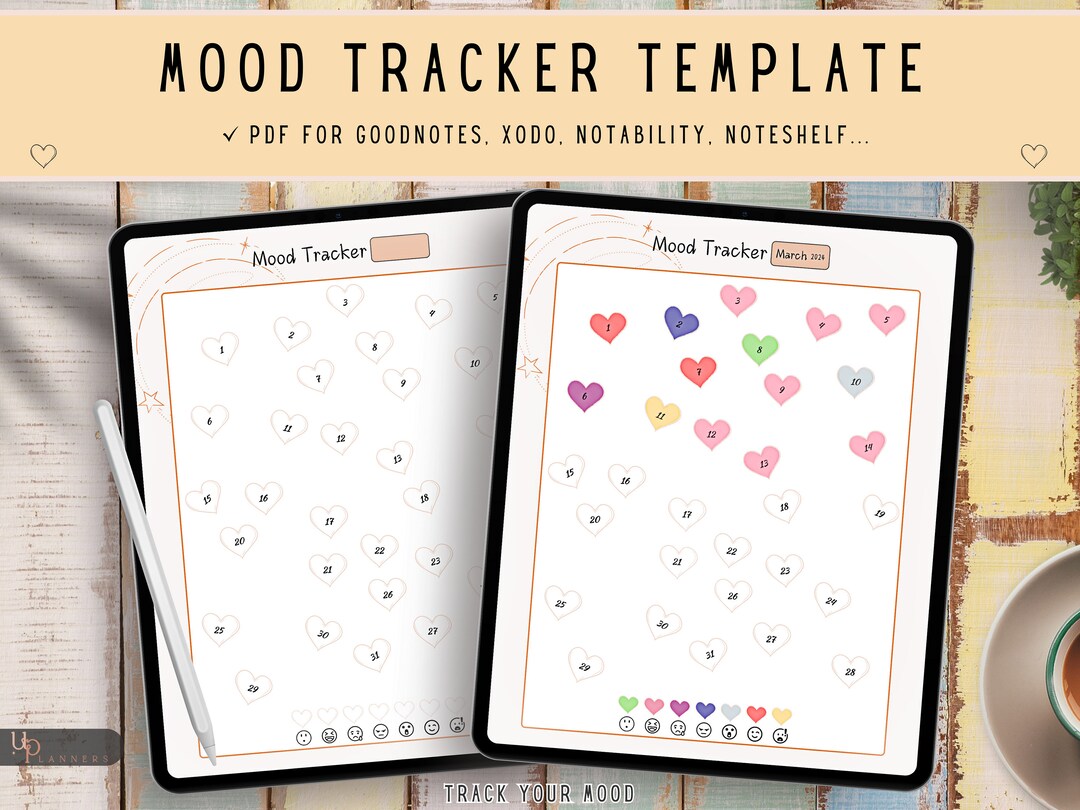 Simple Mood Tracker, Digital Mood Track, Goodnotes Mood Tracker ...