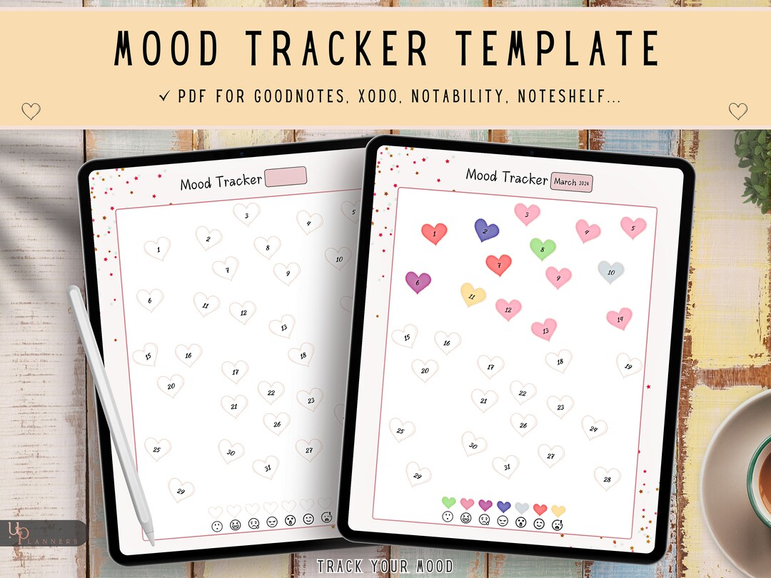 Cute Mood Tracker, Digital Planner, Goodnotes Planner, iPad Planner ...