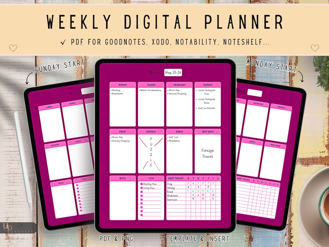 Weekly Planner, Goodnotes Template, Digital Planner, Goodnotes Planner ...