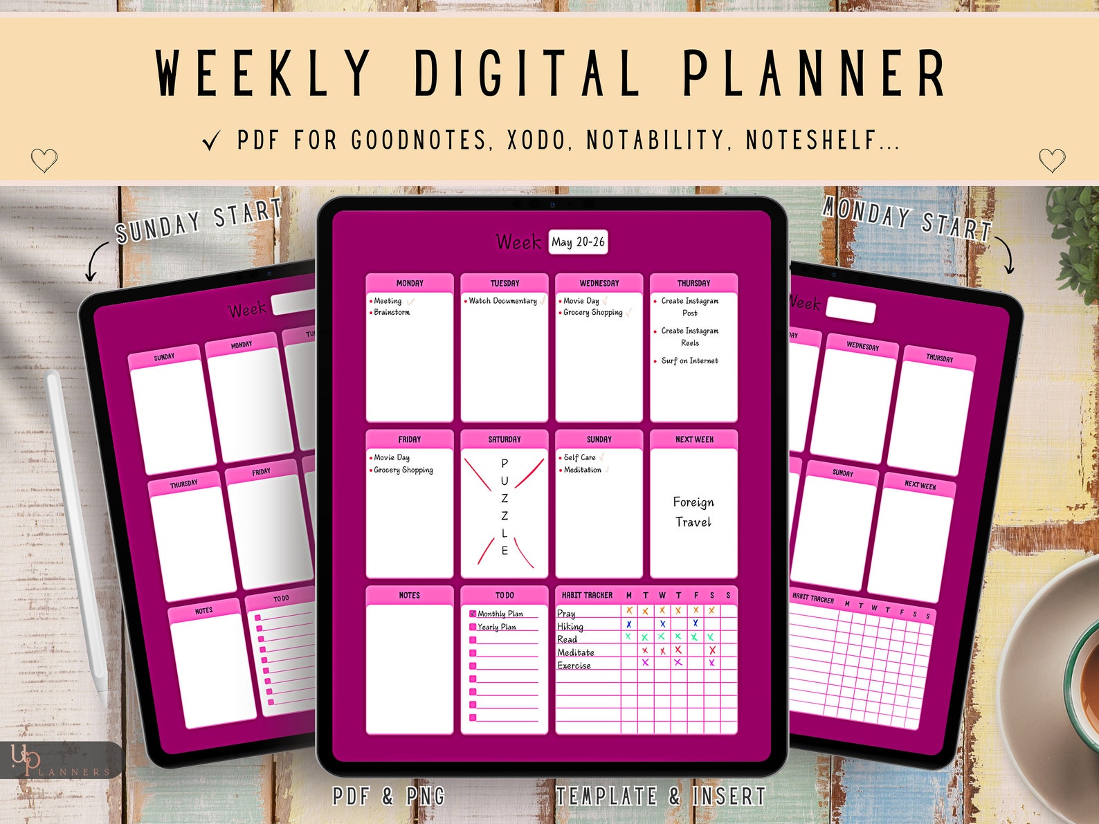 Weekly Planner, Goodnotes Template, Digital Planner, Goodnotes Planner ...