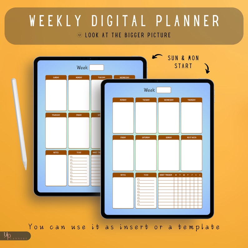 Weekly Planner Goodnotes Template, Undated Weekly Planner Template ...