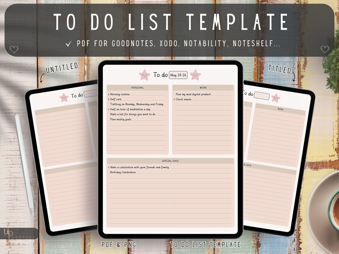 Digital to Do List Goodnotes Template, to Do List Page, iPad to Do List ...