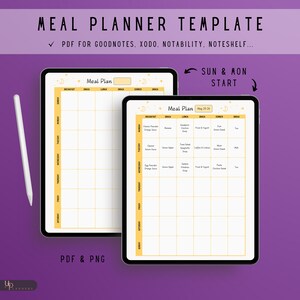 Digital Meal Planner Template: Goodnotes, Notability, Noteshelf (PDF ...