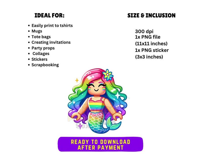 Roblox Girl Watercolor Cute Mermaid Png Nursery Clipart Watercolor ...