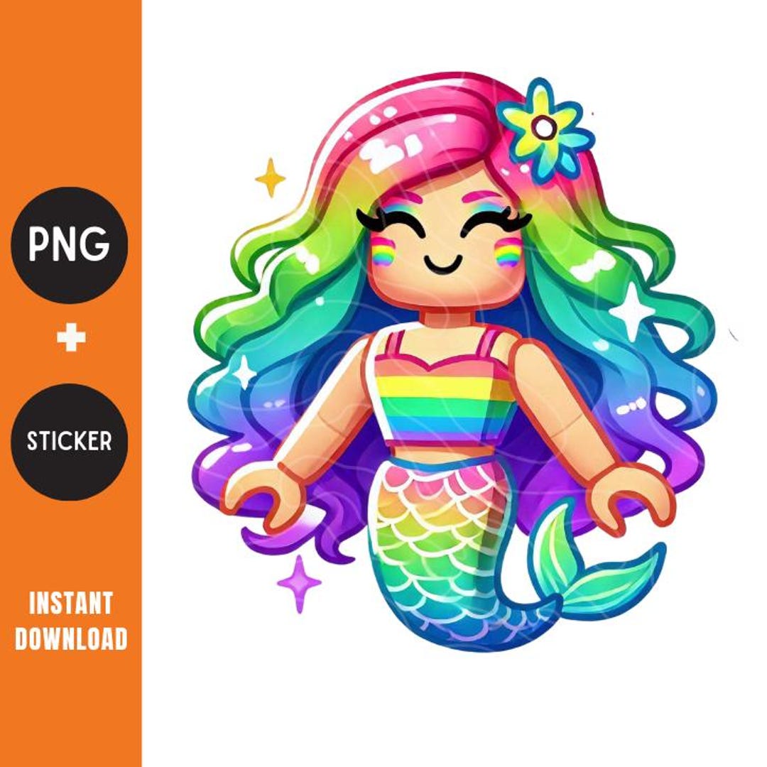 Roblox Girl Watercolor Cute Mermaid Png Nursery Clipart Watercolor ...
