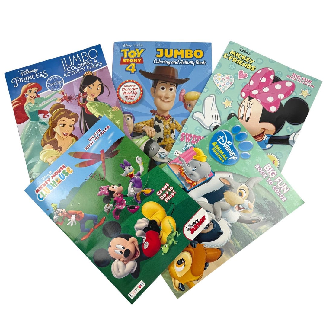 Disney Jumbo Coloring Activity Books Set - Princess Toy Story Mickey ...