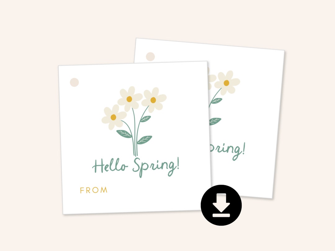 Hello Spring Daisy Gift Tags, Printable Spring Cards (digital Download ...