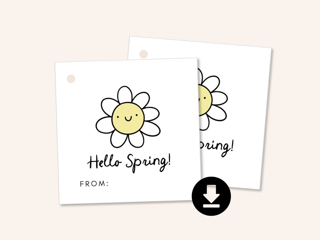 Hello Spring Gift Tags, Printable Spring Gift Tags, Spring Cards ...