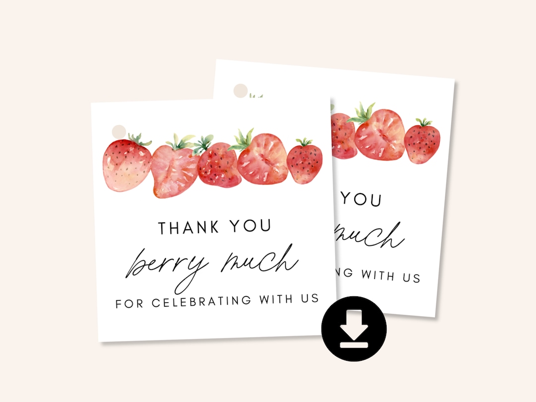 Strawberry Gift Tags, Printable Strawberry Favor Tags, Strawberry ...