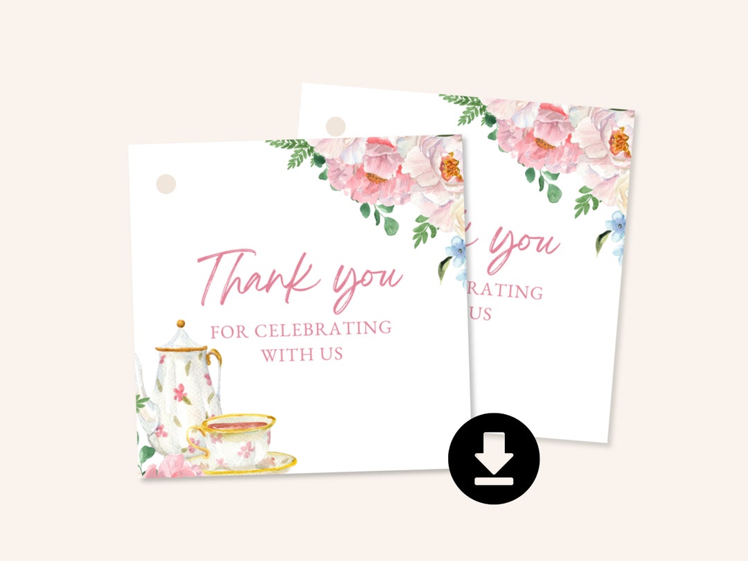 Floral Teapot Favor Tags, Printable Tea Party Tags (digital Download ...
