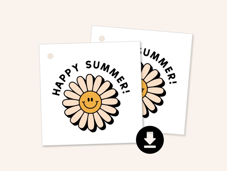 Retro Daisy Summer Gift Tag, Printable Classmate Tags (digital Download ...
