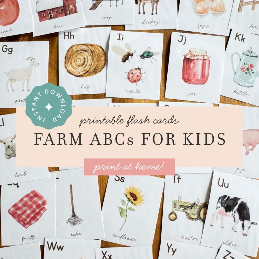 Farm Animal ABC Flash Cards - Printable Alphabet for Toddlers and ...