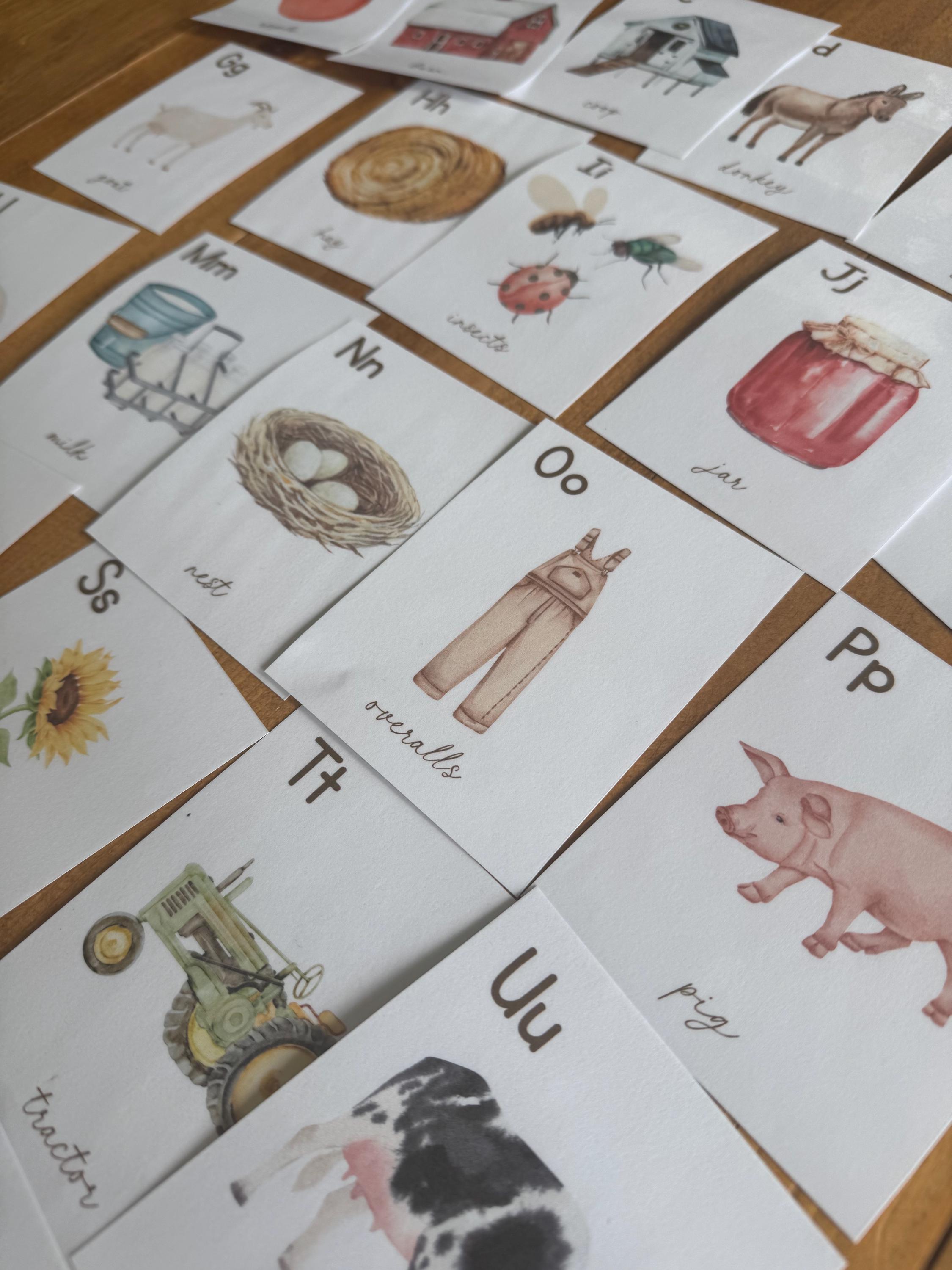 Farm Animal ABC Flash Cards – Printable Learning Activity (PDF) - Etsy