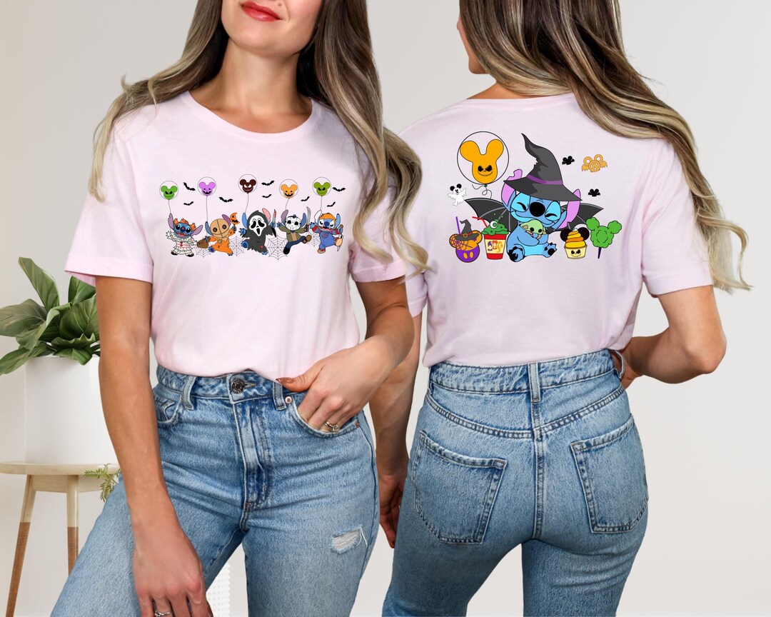 Disney Stitch Skeleton Backside Shirts,halloween Stitch Horror Movie ...
