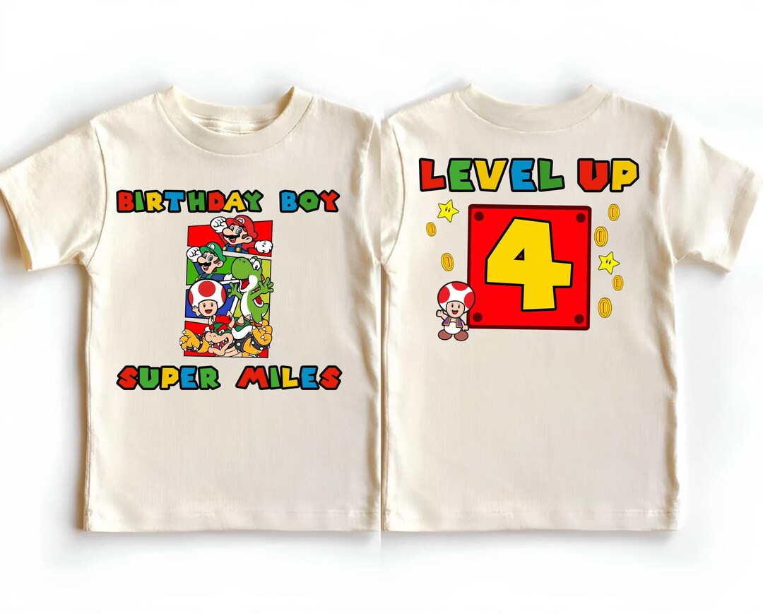 Custom Super Mario Back and Front Birthday Shirt,personalized Toddler ...