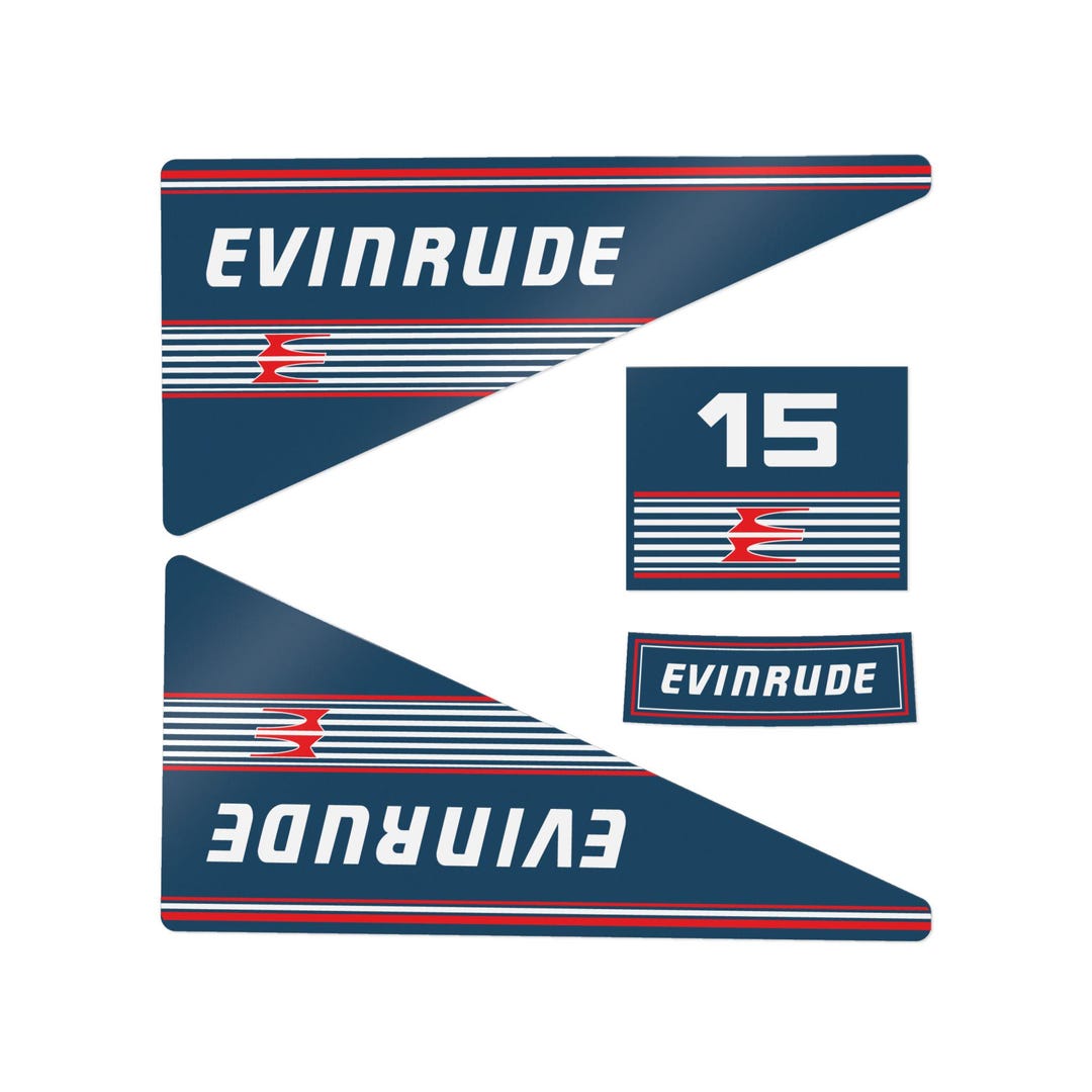 Evinrude 15hp Outboard Engine Decals Sticker Kit Aftermarket ...