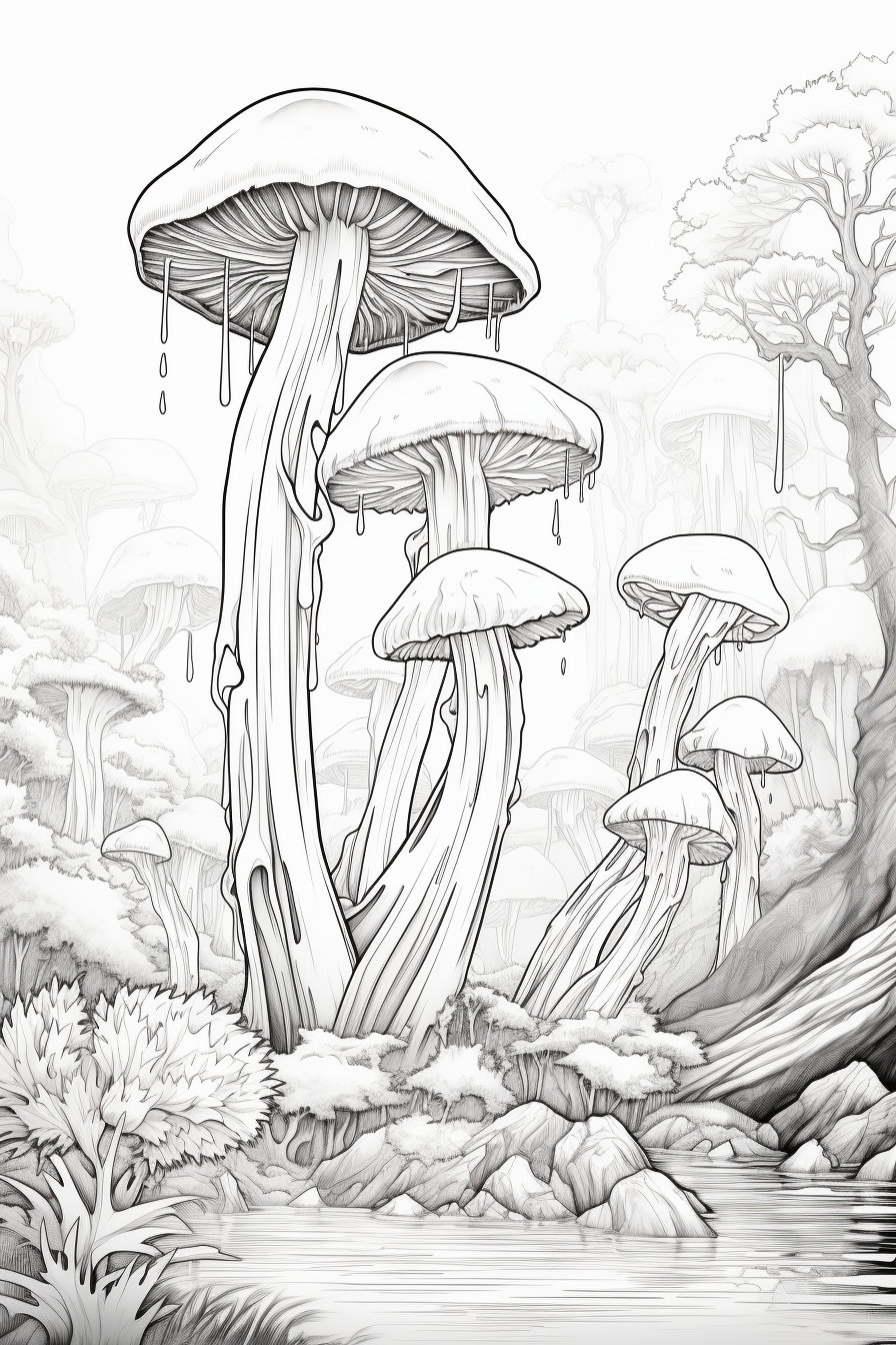 Fantasy Mushroom Coloring Pages - Etsy
