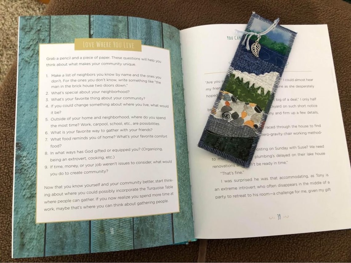 Quilted Fabric Handmade Scenery Bookmark With Charm - Etsy