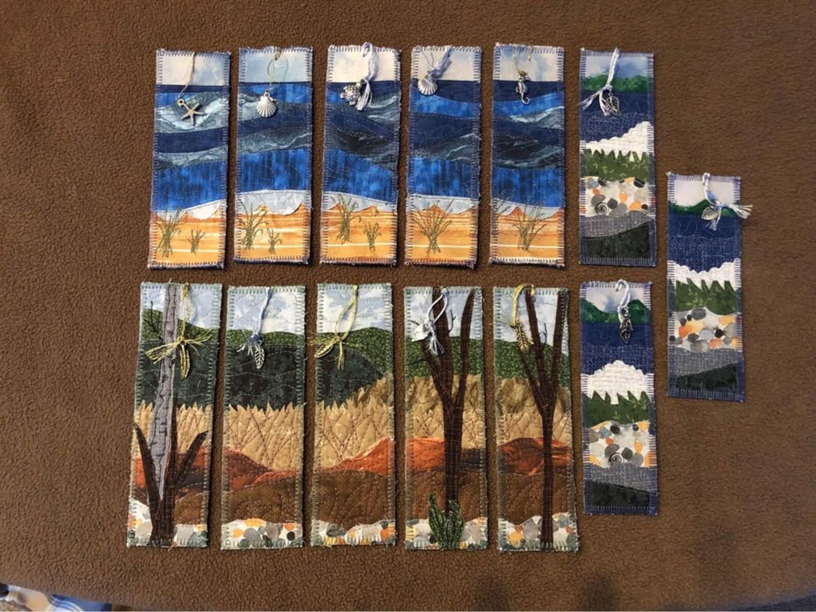 Quilted Fabric Handmade Scenery Bookmark With Charm - Etsy