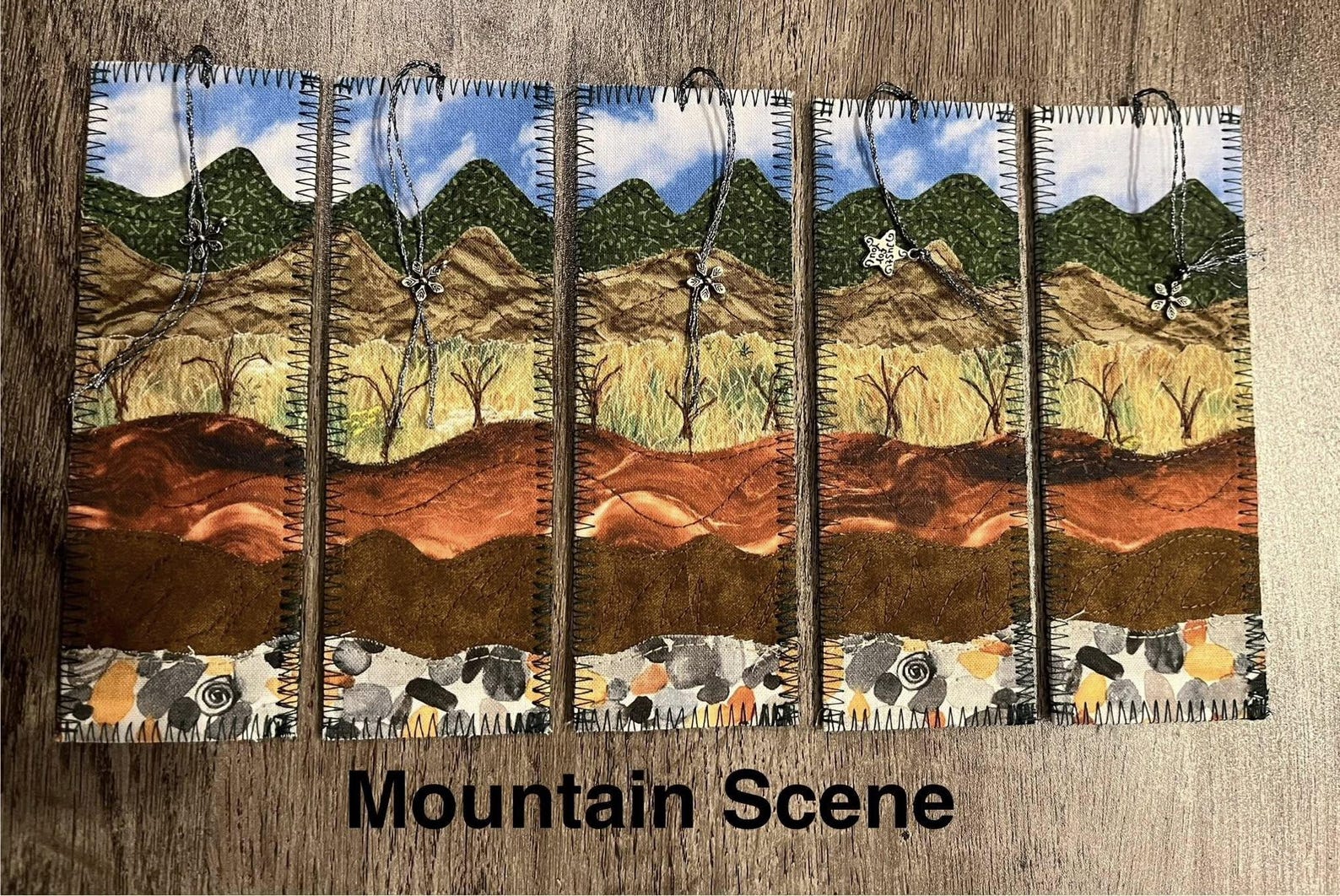Bookmarks-quilted Fabric Handmade Scenery Bookmark With Charm - Etsy