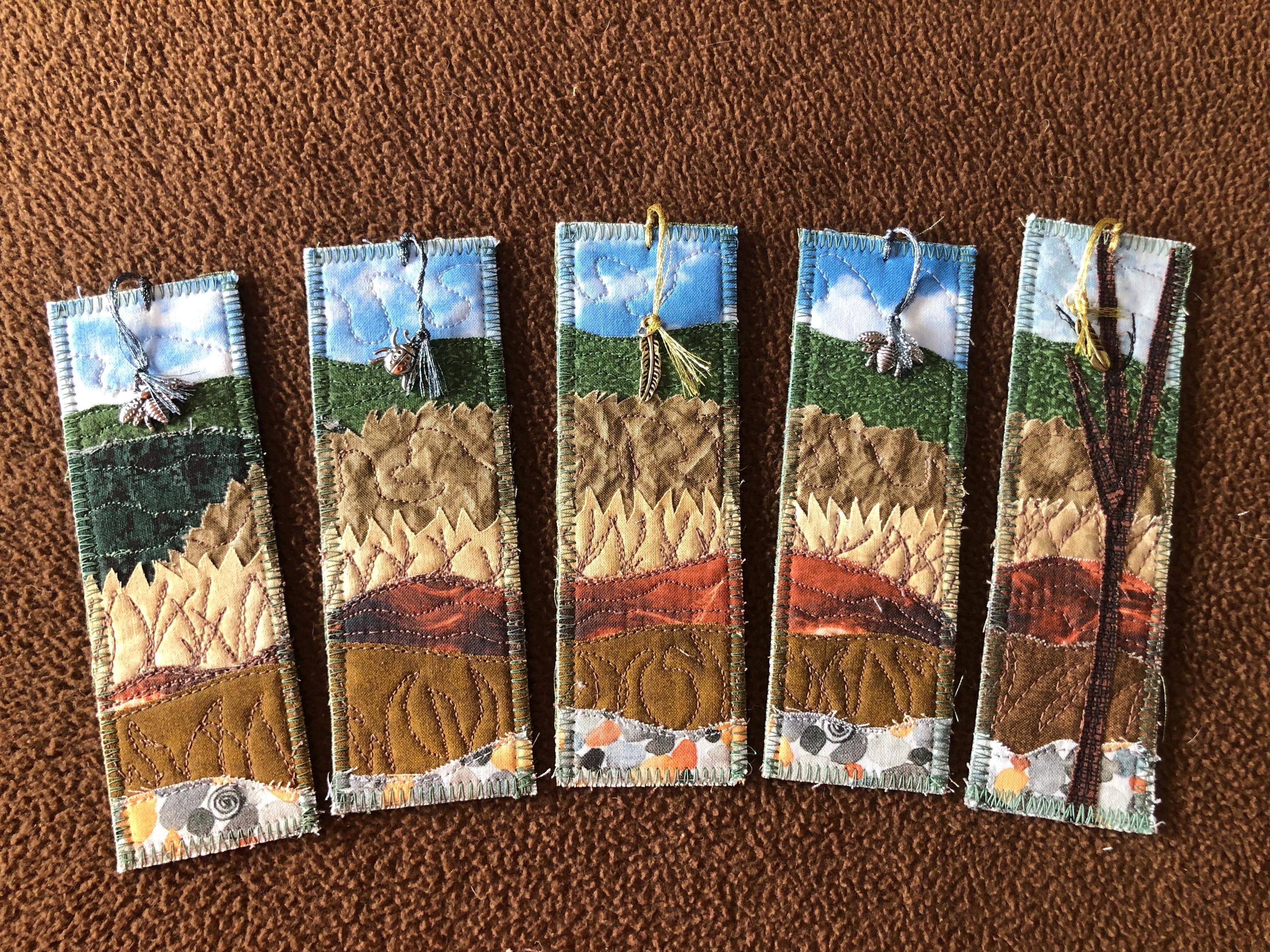 Quilted Fabric Handmade Scenery Bookmark With Charm - Etsy