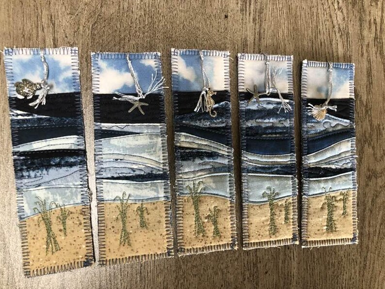 Quilted Fabric Handmade Scenery Bookmark With Charm - Etsy