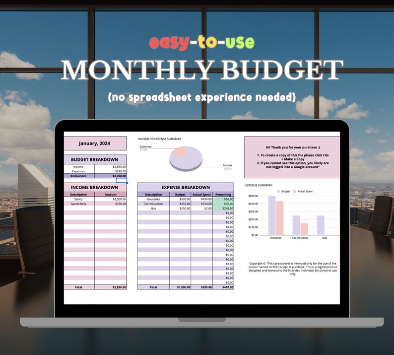Monthly Budget Spreadsheet Template Budget Planner Google Sheets ...