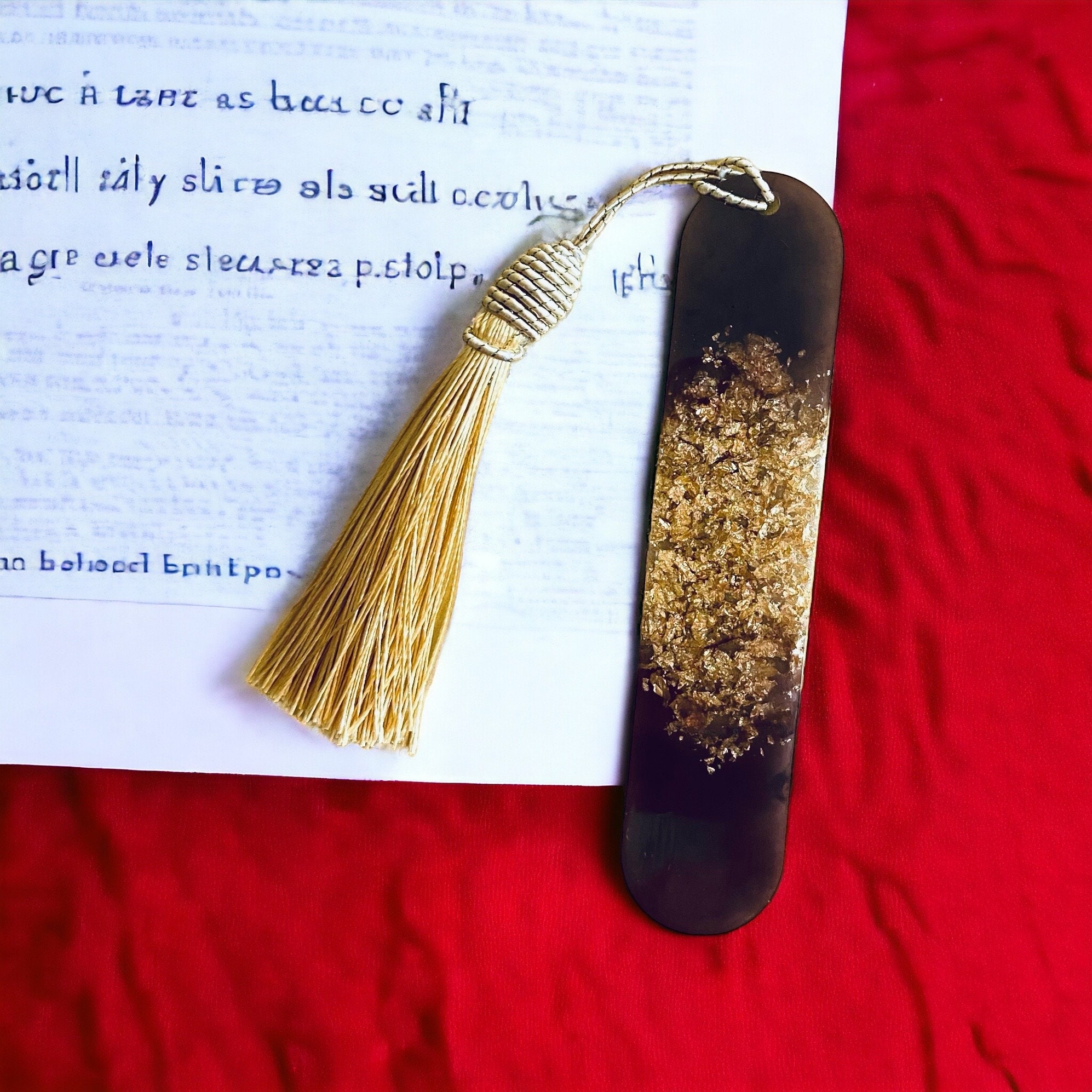 Customizable Bookmark in Handmade Epoxy Resin With Gold Leaves Resin ...