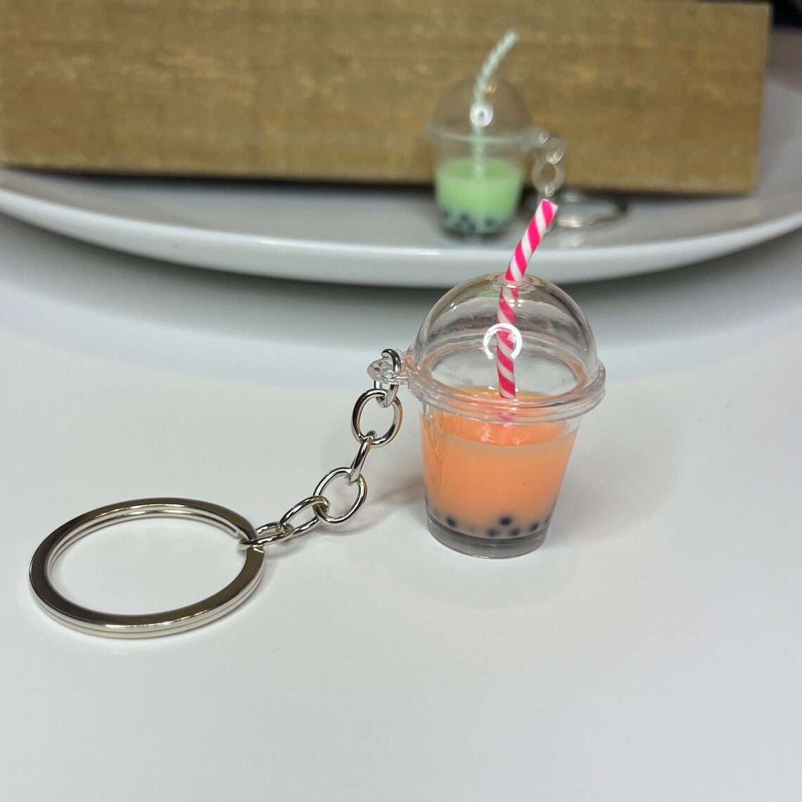Boba Keychain Milk Tea Keychain Thai Tea Keychain Boba Accessory ...