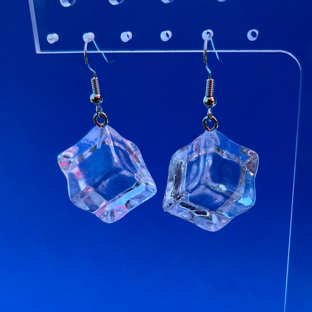 Ice Cube Earrings Realistic Food Earrings Clear Transparent Earrings ...