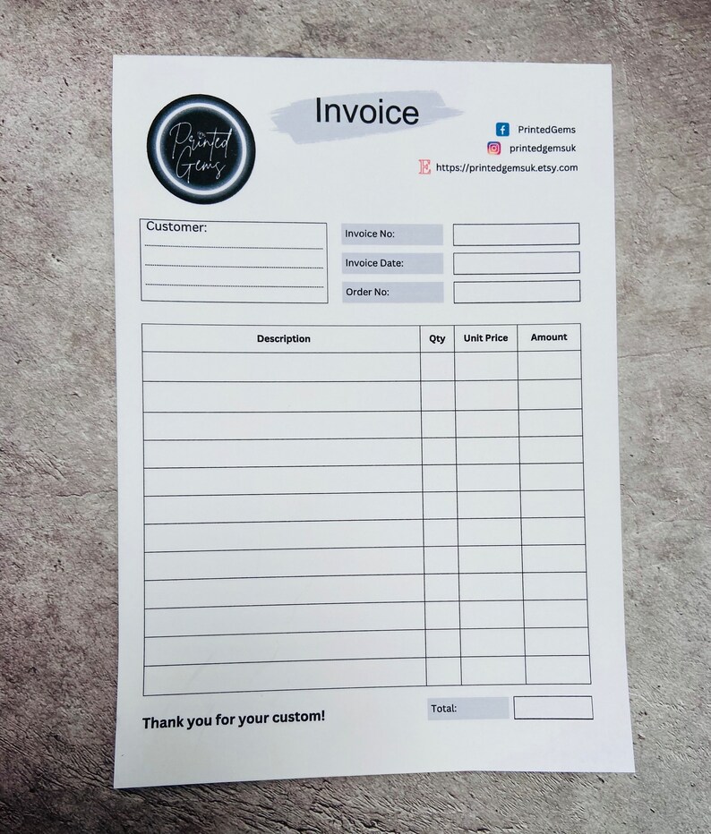 Personalised Invoice / Order Pad | 50 Sets | NCR Pad | FULL COLOUR ...