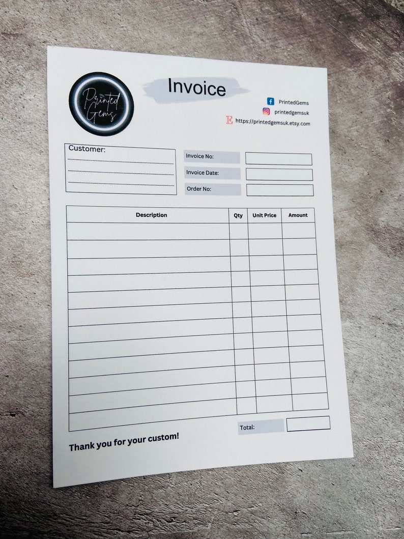 Personalised Invoice / Order Pad | 50 Sets | NCR Pad | FULL COLOUR ...