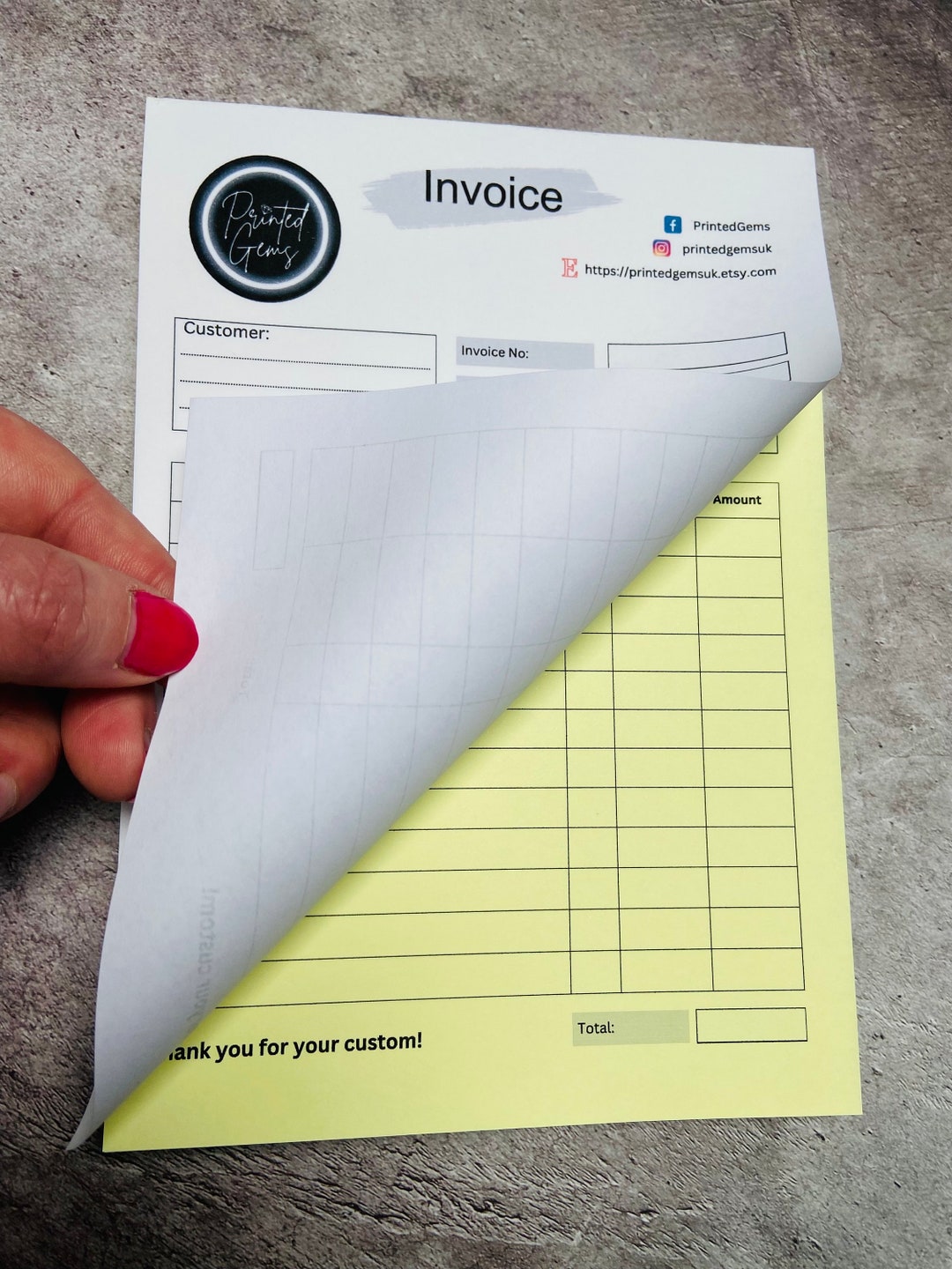 Personalised Invoice / Order Pad | 50 Sets | NCR Pad | FULL COLOUR ...