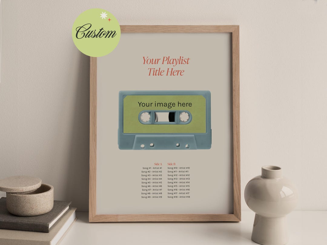 Custom Playlist Poster | Custom Music Wall Art | Customizable Cassette ...