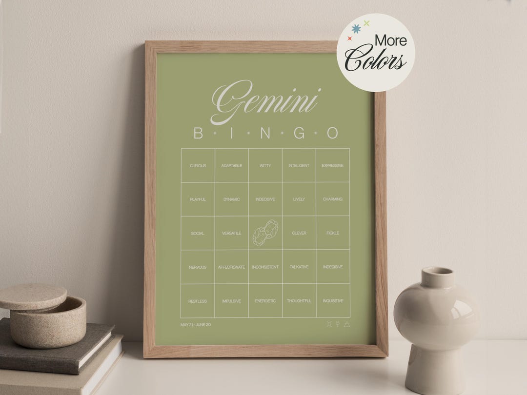 Gemini Bingo Board Poster | Astrology Poster | Zodiac Print | Star Sign ...