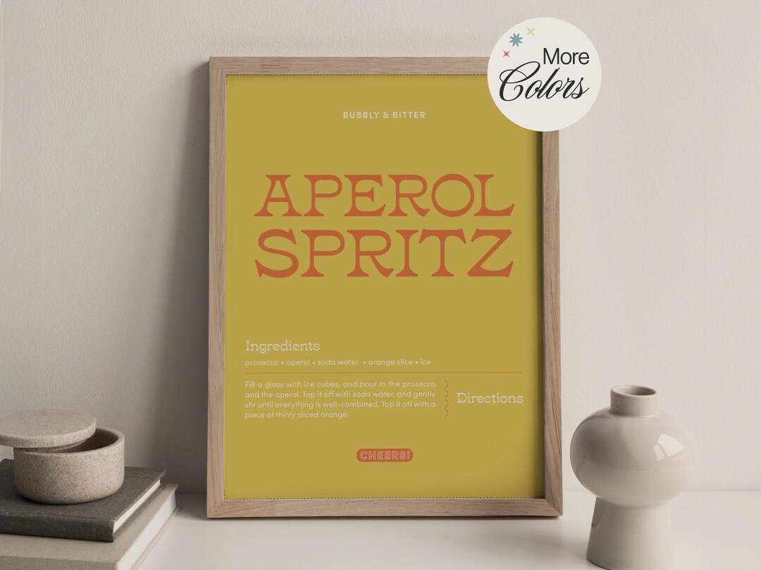 Aperol Spritz Cocktail Digital Download Receipt Cocktail Printable Art ...