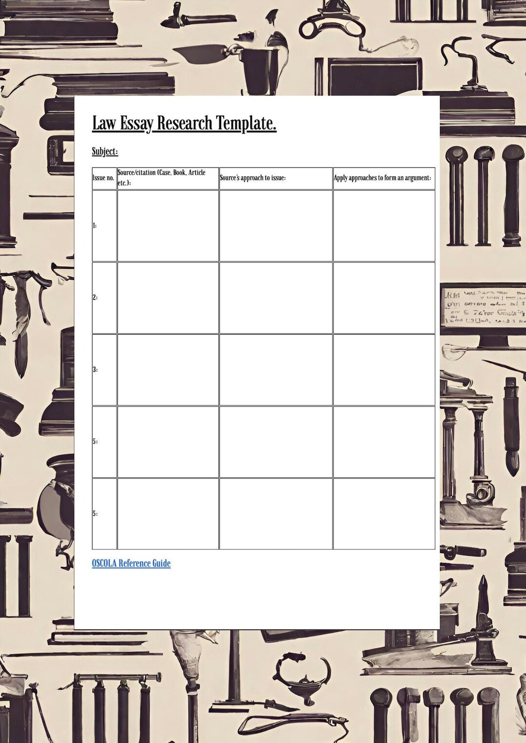 Law School Essay Research Template - Etsy