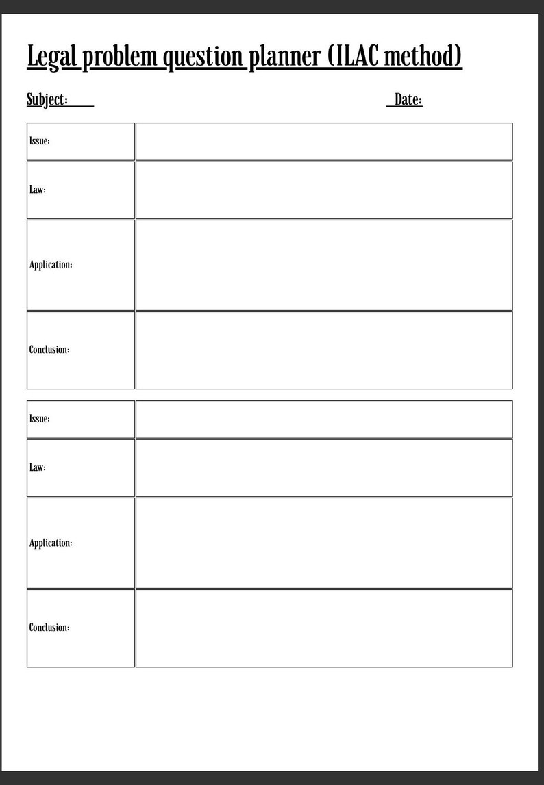 Law School Problem Question Planner. - Etsy