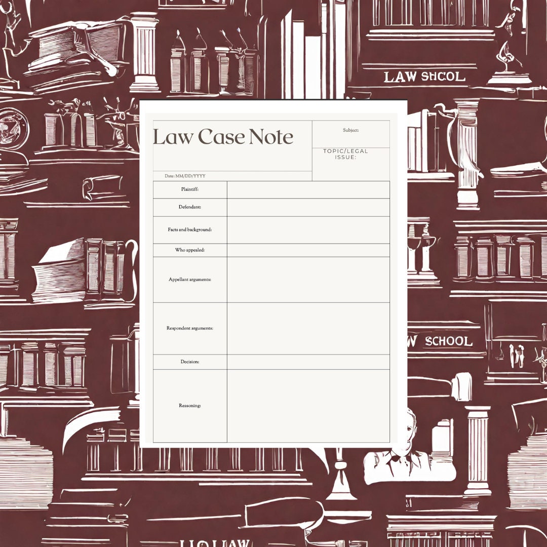 Law Case Brief Template Pdf. - Etsy