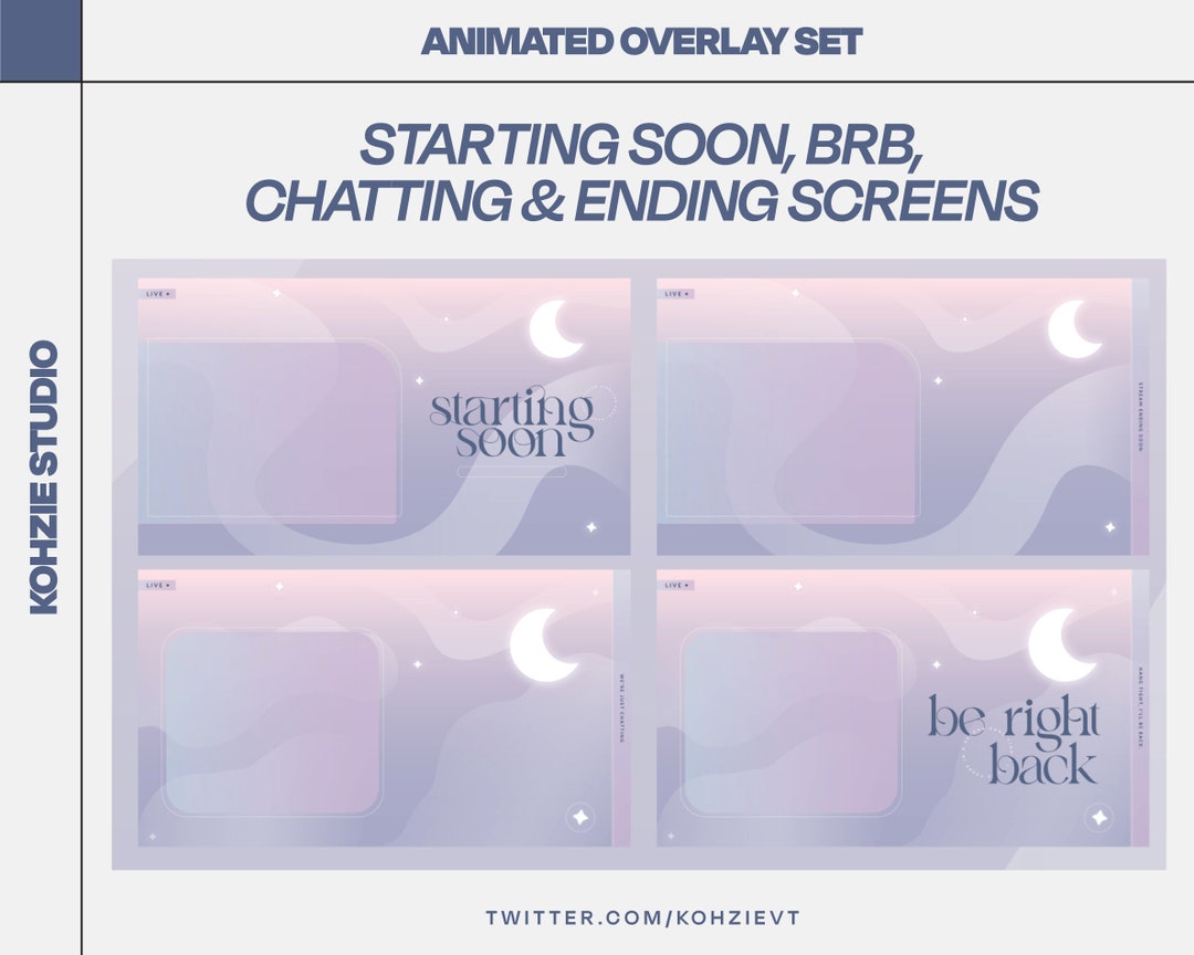 Animated Overlay Twitch Set | Celestial Pastel Cute Overlays | for ...