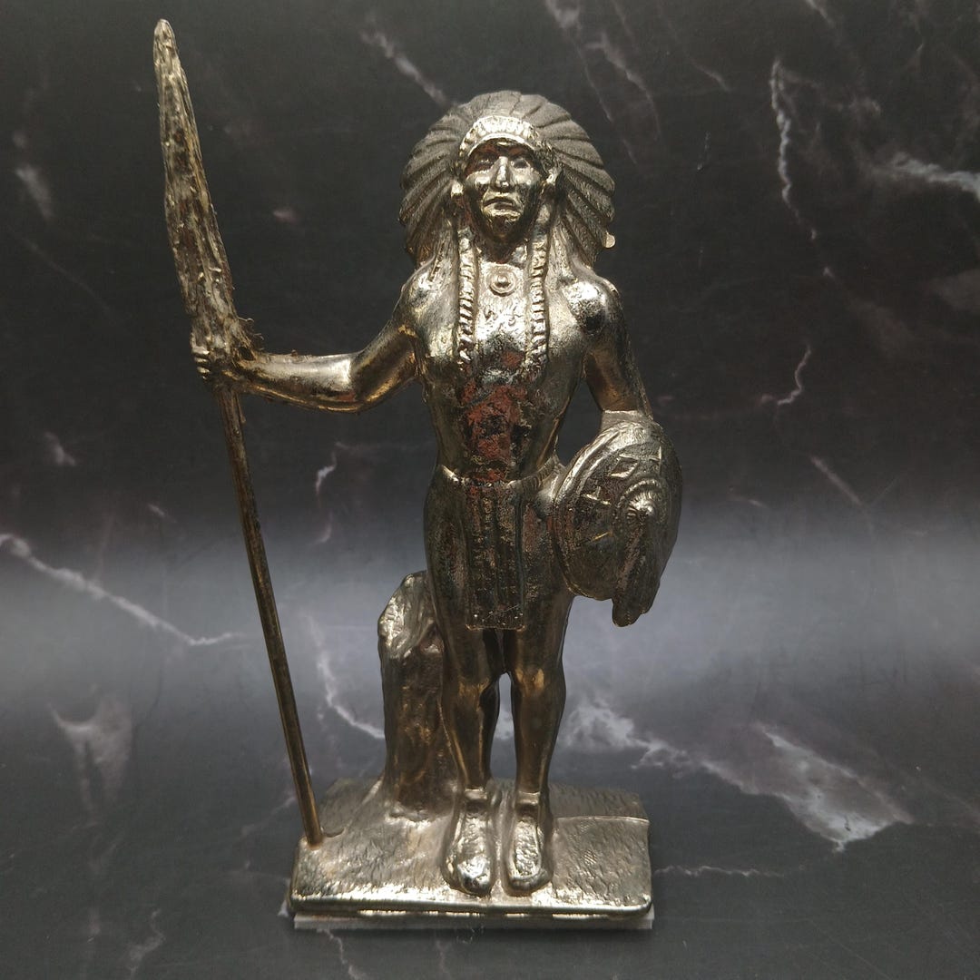 Vintage Brass Native American Statue 6" Tall - Etsy