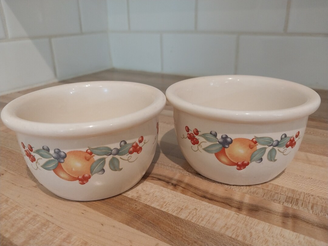 Set of 2 Stoneware Corelle Coordinates abundance Pattern 7 Oz. Ramekins ...