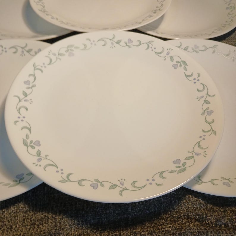Vintage Corelle Dinner Plates (set of 6) - Country Cottage Periwinkle ...