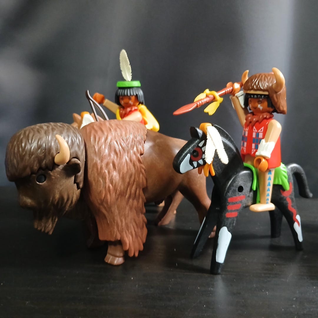 Vintage Playmobil Native American Buffalo Hunt Set #3732 W/buffalo ...